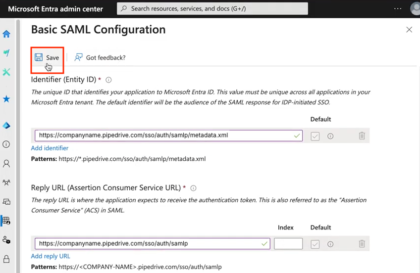 Using Pipedrive single sign-on with Microsoft Entra ID - Knowledge Base | Pipedrive